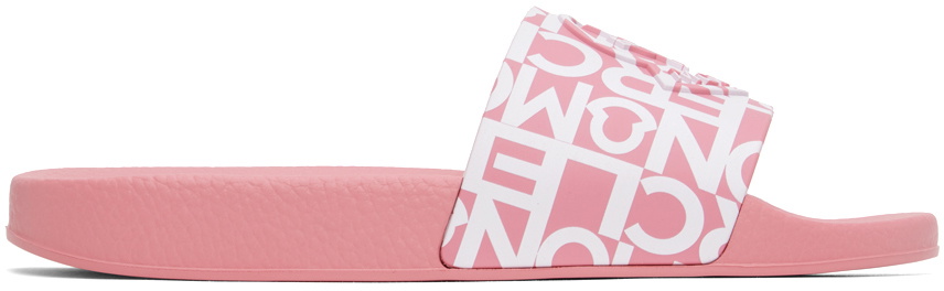 Moncler Pink Embossed Slides Moncler
