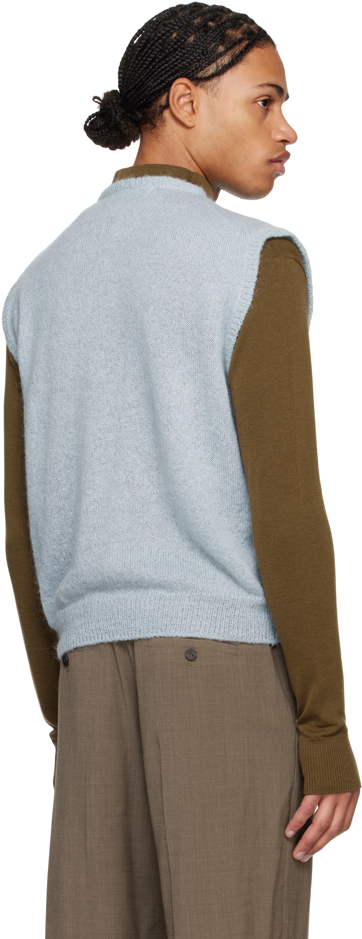 LE17SEPTEMBRE Blue Button Neck Knit Vest LE17SEPTEMBRE