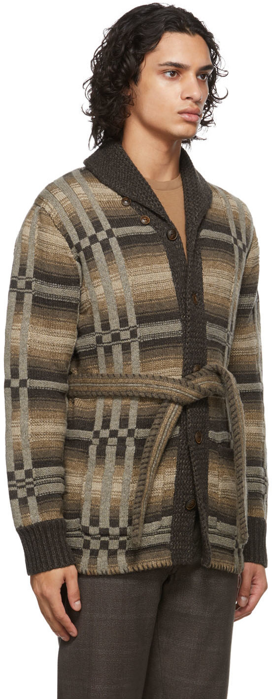 RRL Brown Wool Belted Cardigan RRL