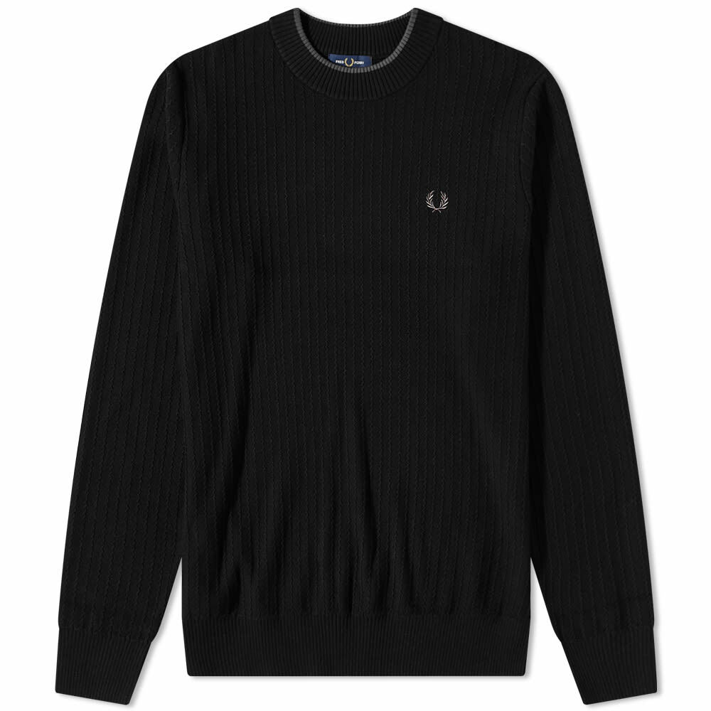 Fred Perry Authentic Men's Textured Crew Neck Jumper in Black Fred ...