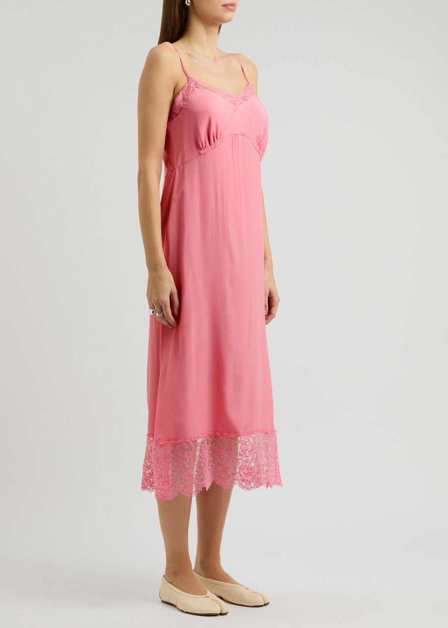 Simone Rocha Lace-trimmed Midi Dress Pink Simone Rocha
