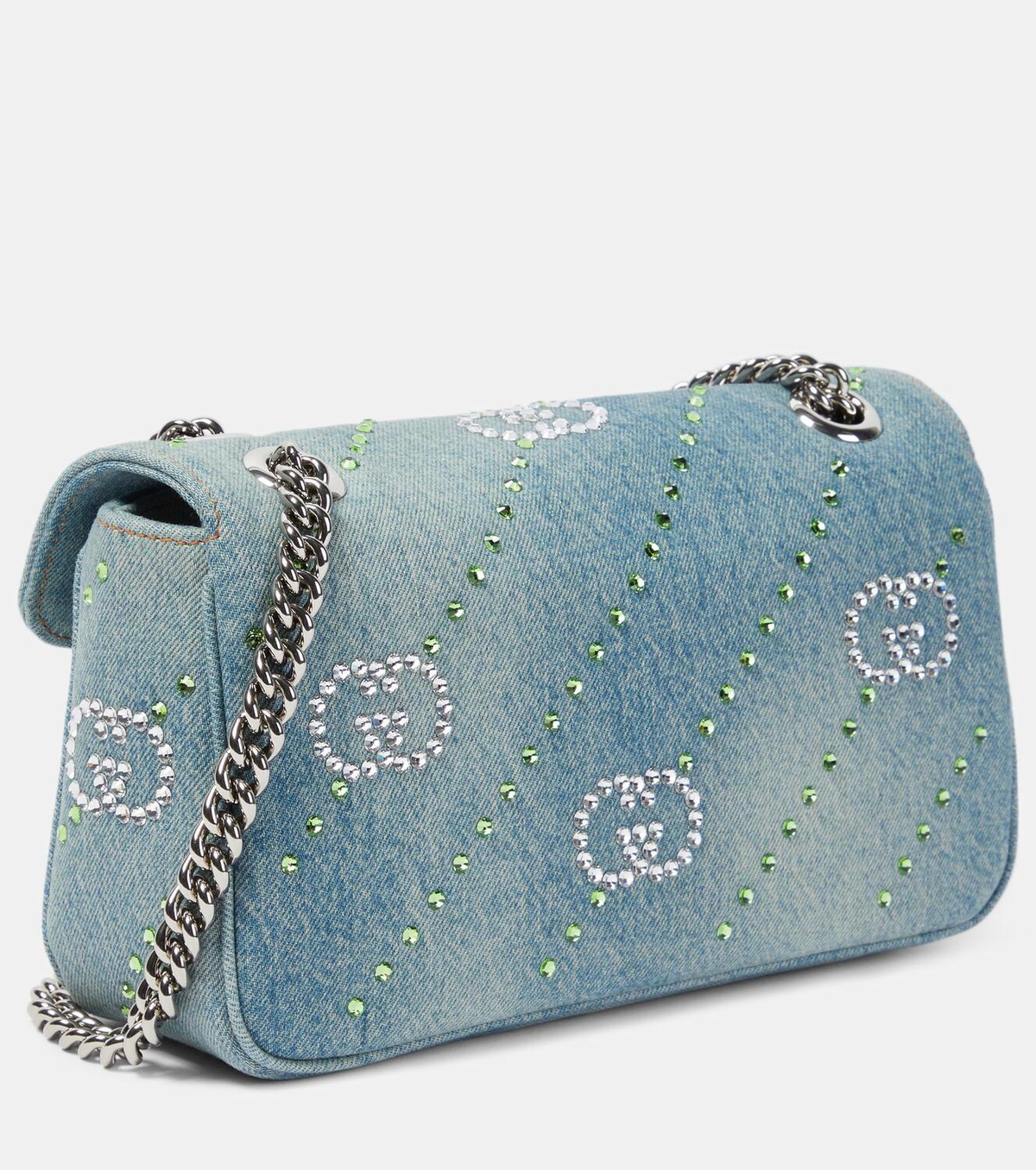 Gucci GG Marmont embellished denim shoulder bag Gucci