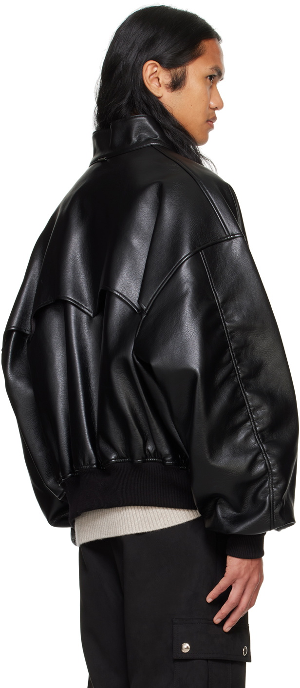 System Black Herrington Faux-Leather Jacket System