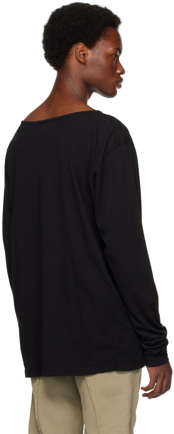 Greg Lauren Black Buttoned Henley Greg Lauren