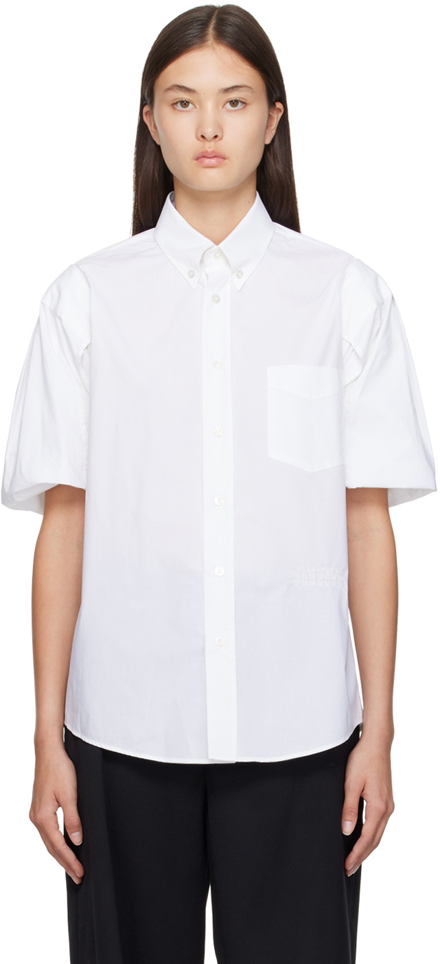MM6 Maison Margiela White Pleated Shirt MM6 Maison Margiela