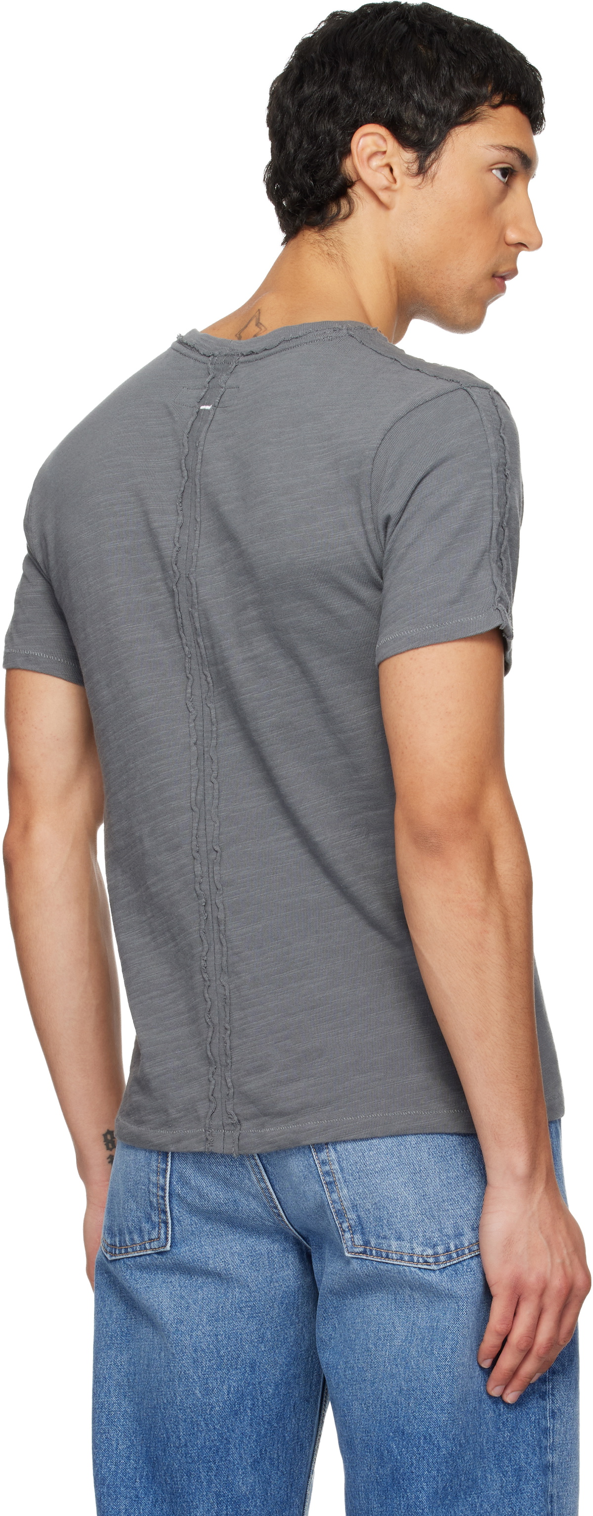 rag & bone Gray Raw-Edge Flame T-shirt Rag and Bone