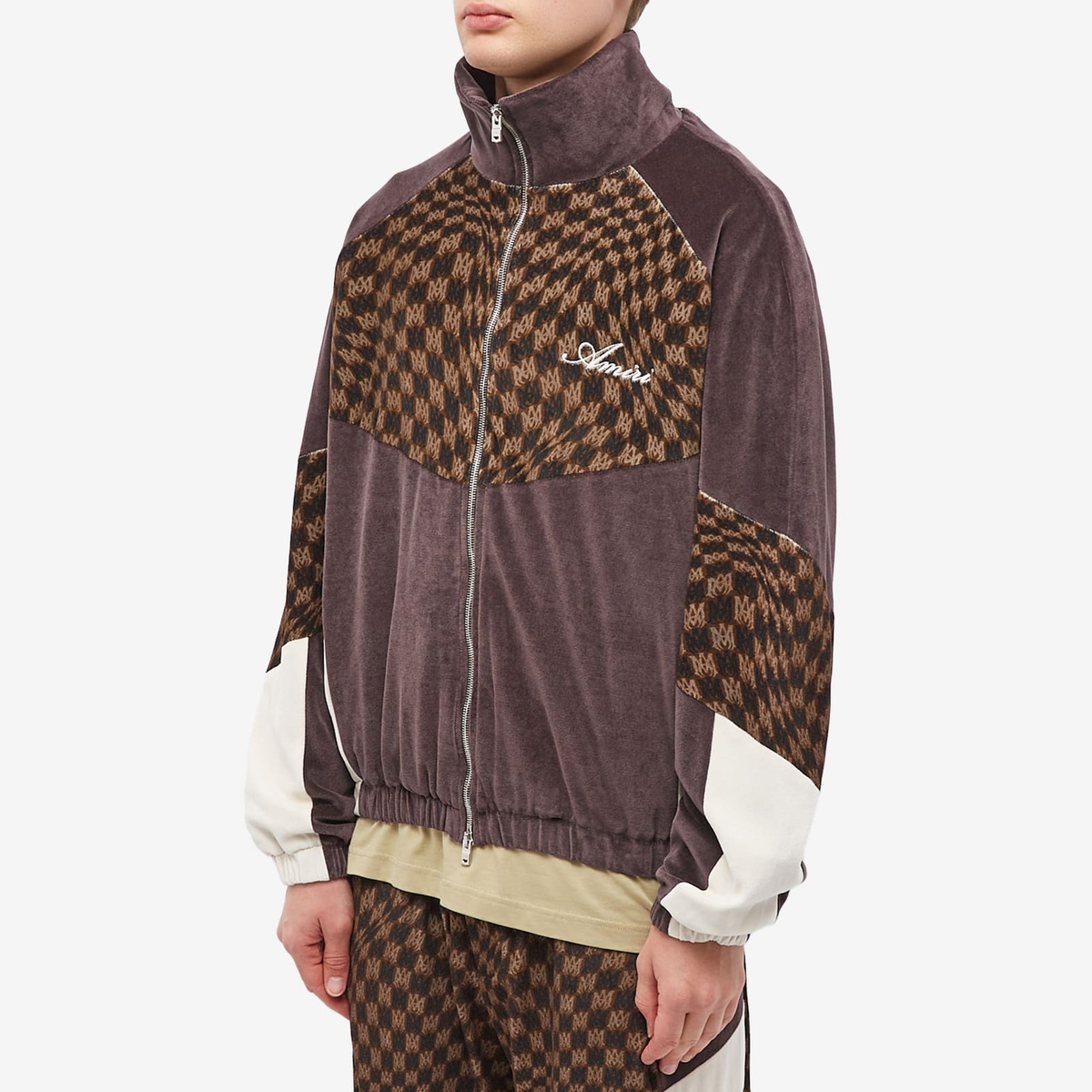 AMIRI Men's Wavy MA Velour Track Jacket in Brown Amiri