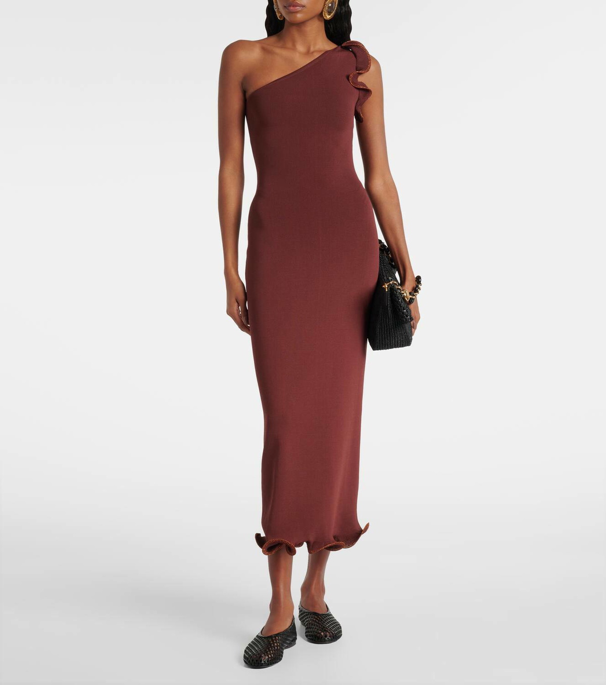 Same Knitted ruffled midi dress Same