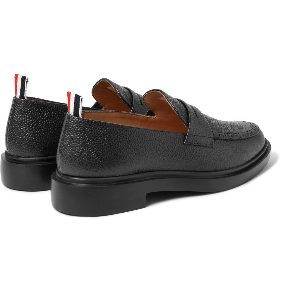 Thom Browne - Pebble-Grain Leather Penny Loafers - Men - Black Thom Browne