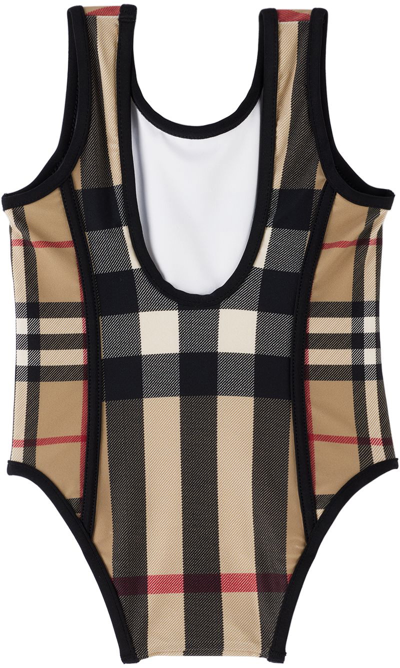 Burberry Kids Beige Vintage Check One-Piece Swimsuit Burberry