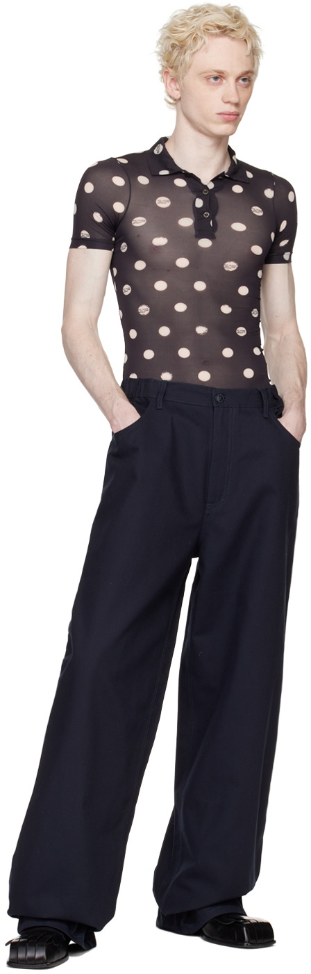 Raf Simons Black Polka Dot Polo Raf Simons