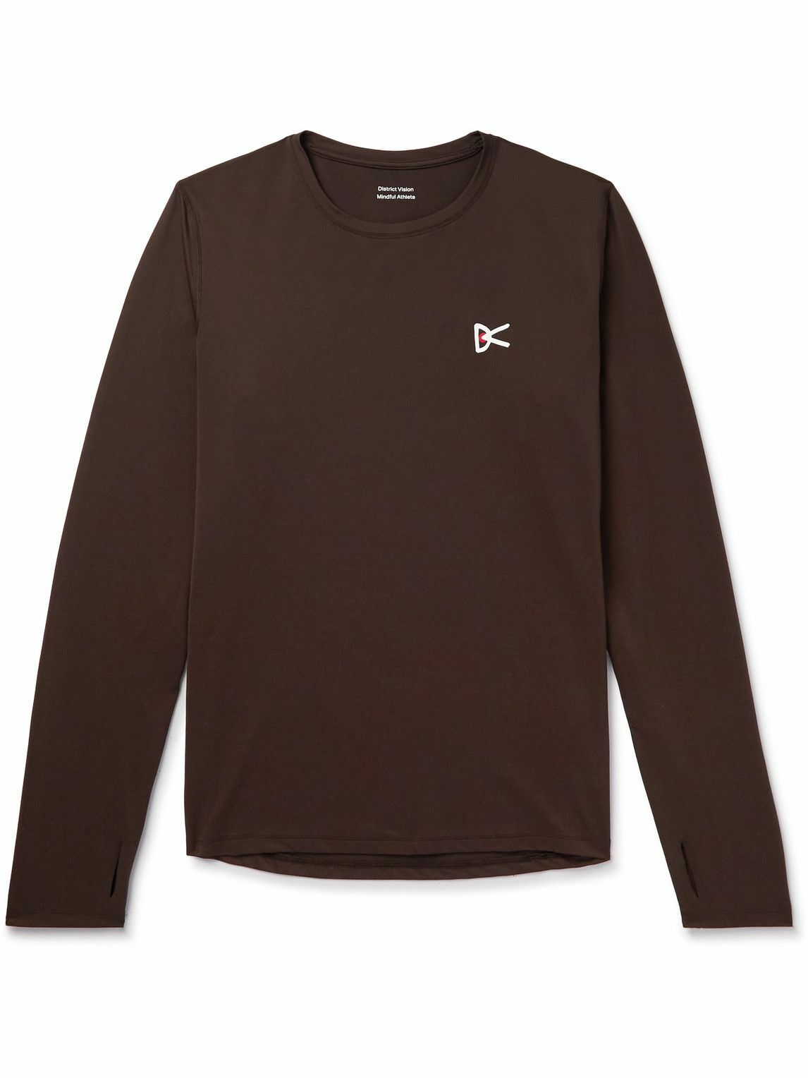 DISTRICT VISION - Logo-Print Stretch-Jersey Running T-Shirt - Brown ...