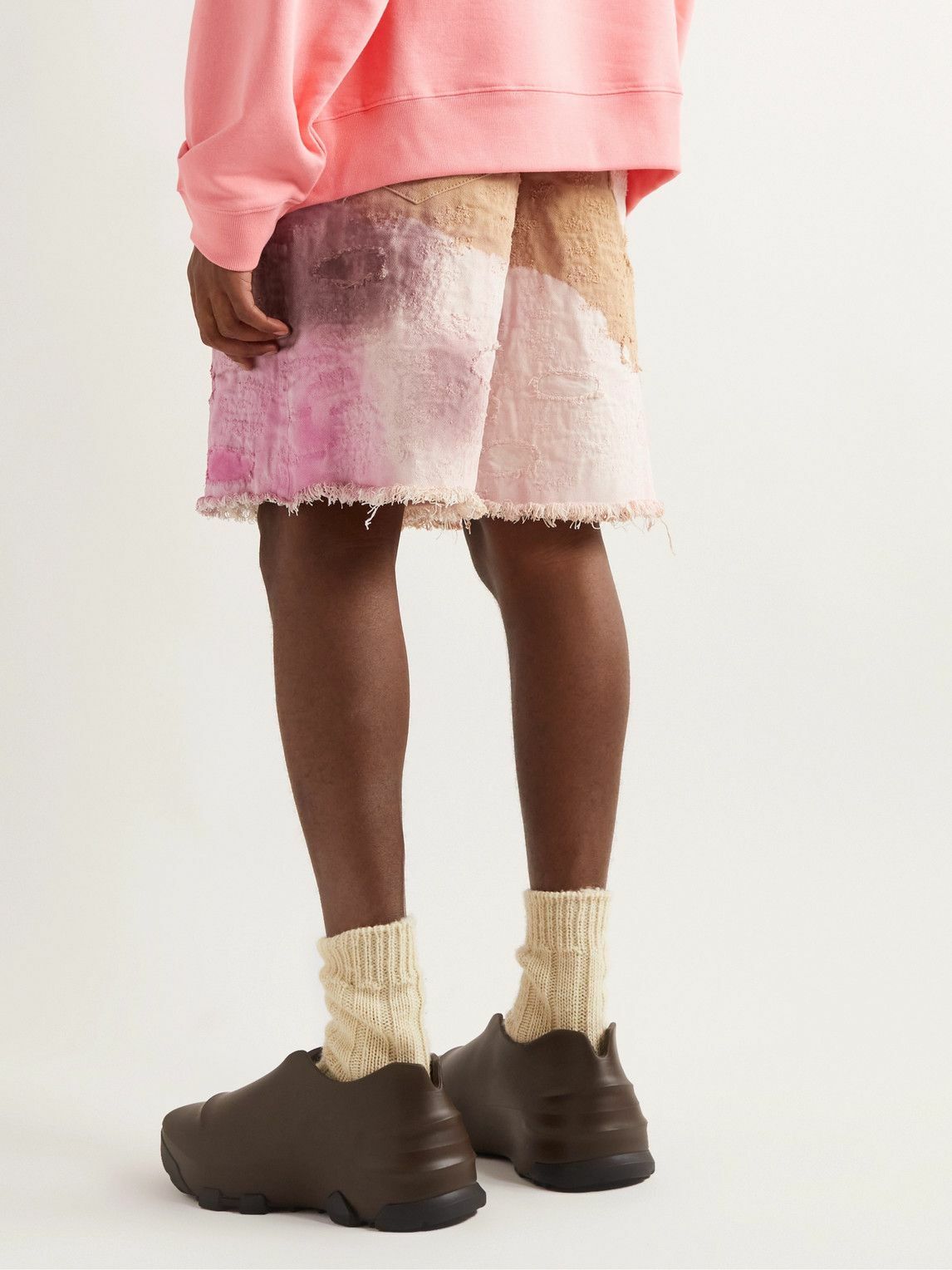 Givenchy - Wide-Leg Distressed Tie-Dyed Denim Shorts - Multi Givenchy