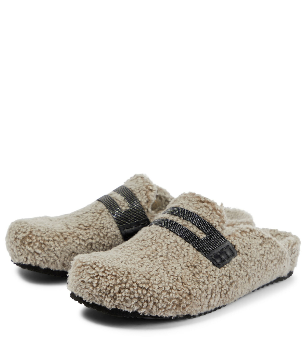Brunello Cucinelli - Embellished shearling slippers Brunello Cucinelli