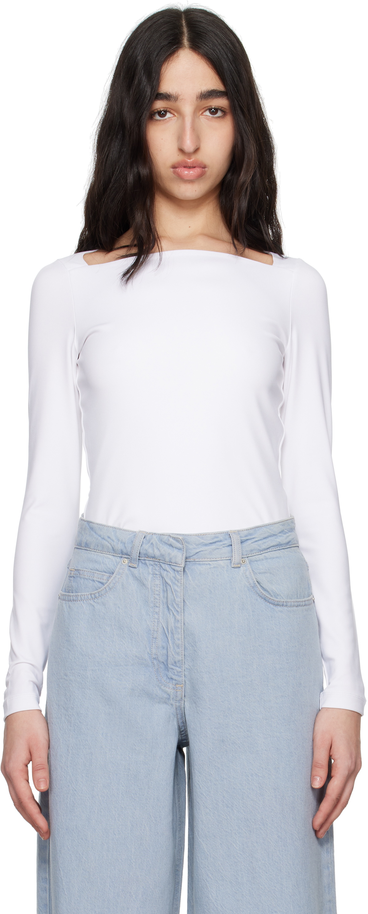 REMAIN Birger Christensen White Long Sleeve Jersey Top REMAIN Birger ...