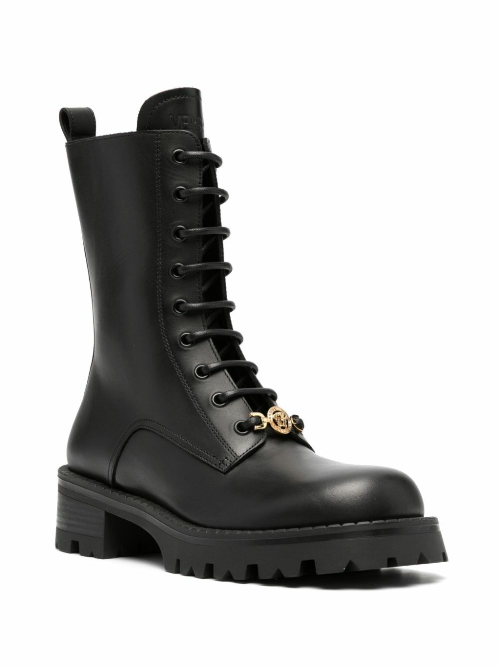 Versace Black Vagabond Leather Boots Versace