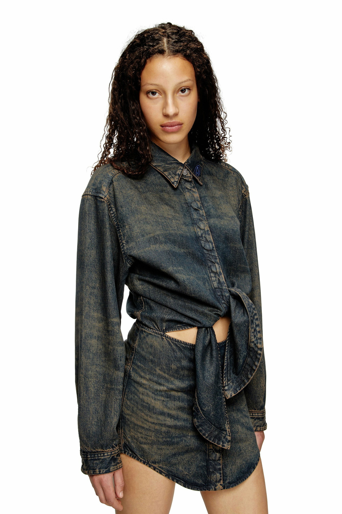 Diesel Dress in fluid denim - Dresses Womens in Blue Diesel