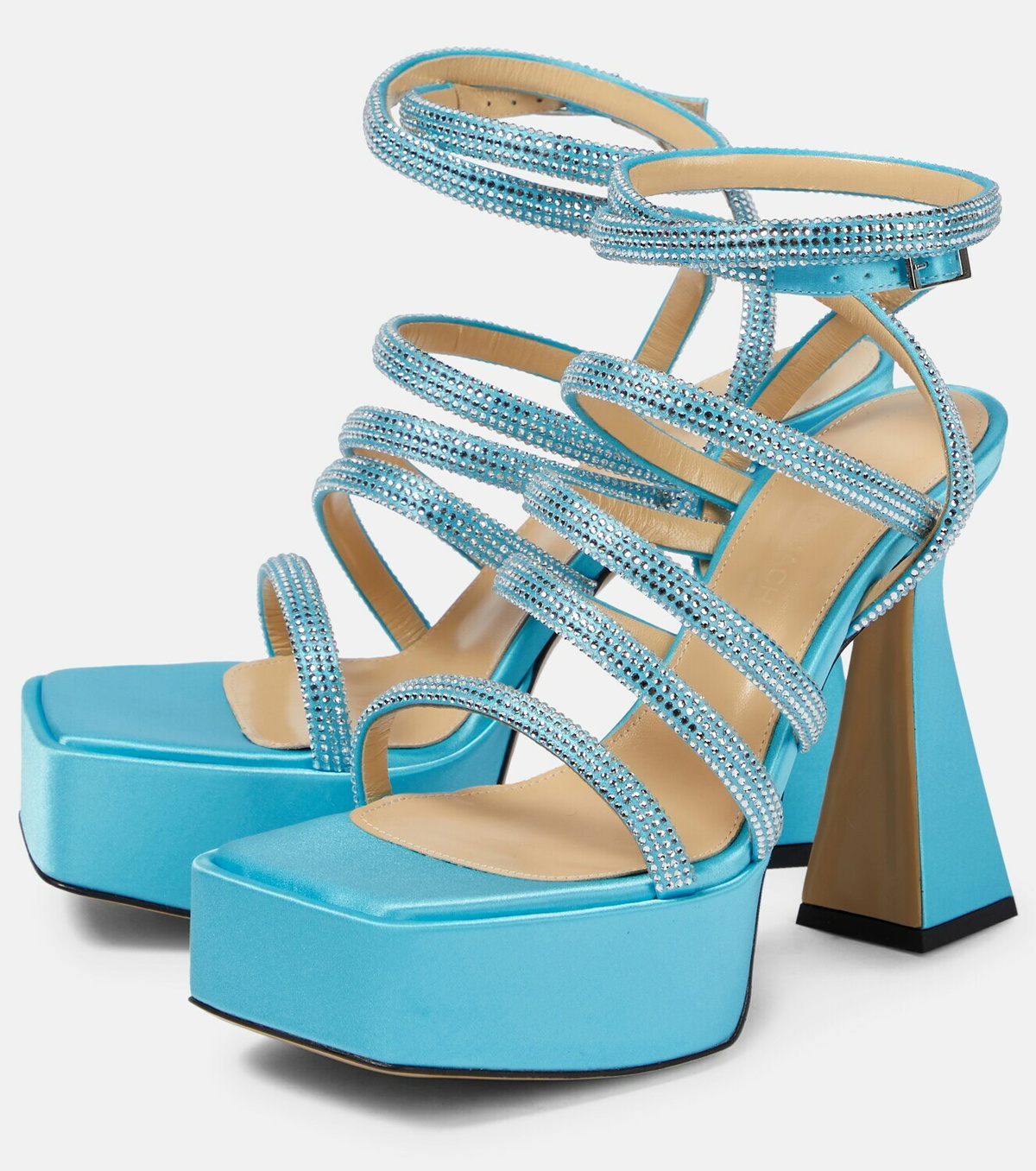Mach & Mach - Sydney embellished satin platform sandals MACH & MACH