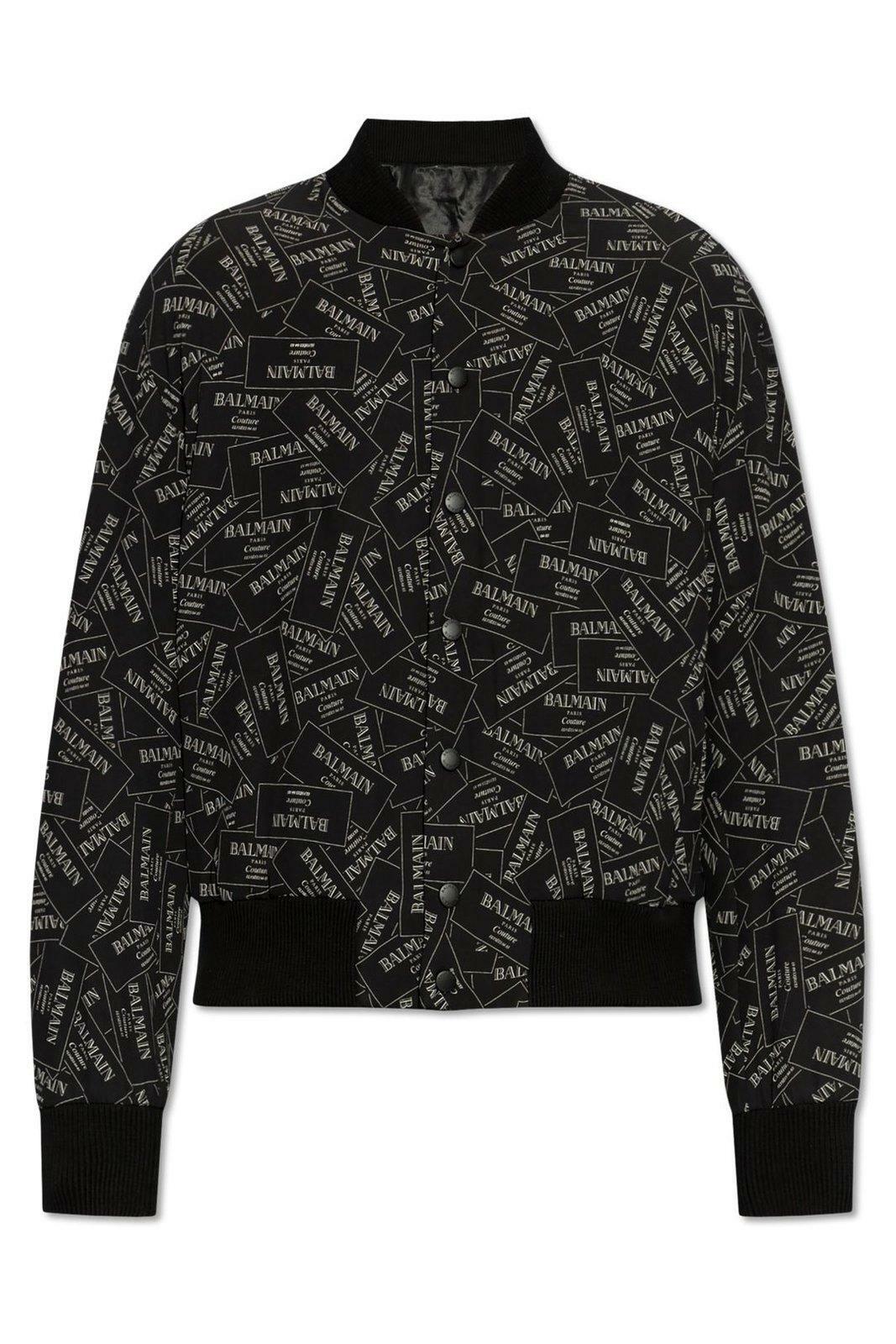 Balmain Printed Logo Label Bomber Jacket Balmain