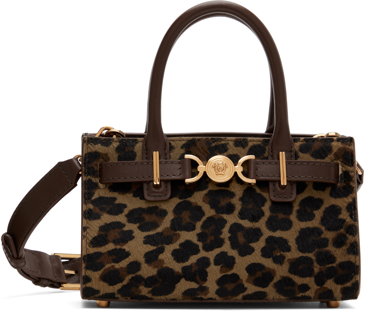 Versace Brown & Black Leopard Medusa '95 Mini Bag Versace