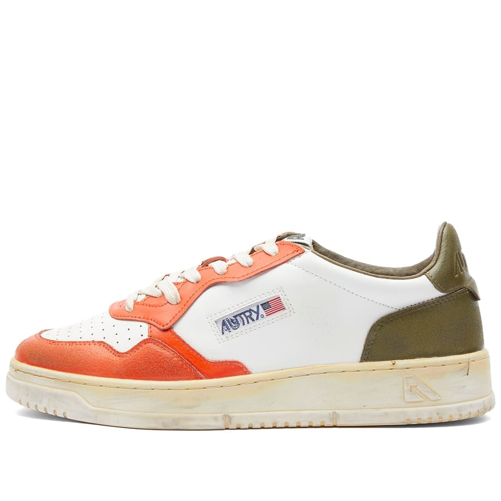 Autry Men's Super Vintage Low Sneakers in White/Red Autry