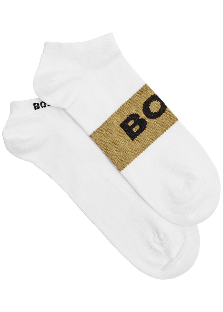 Boss Logo-intarsia Cotton-blend Socks set of two White BOSS