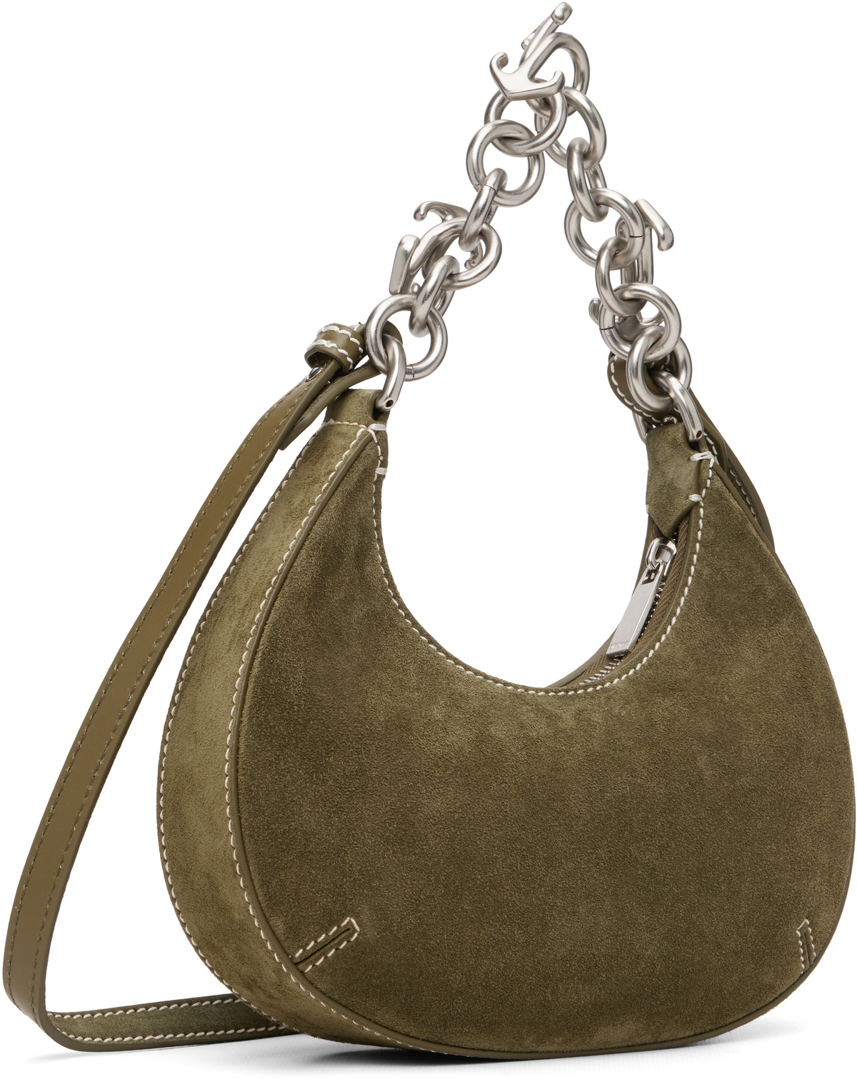 Off-White Khaki Hemisphere Suede Bag Off-White