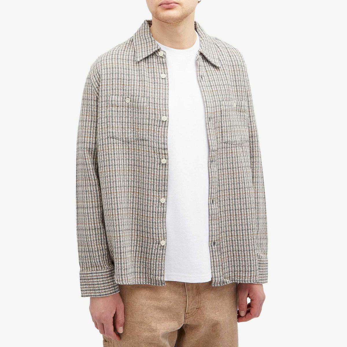 Corridor Men's Long Sleeve Reverse Tweed Shirt in Natural Corridor