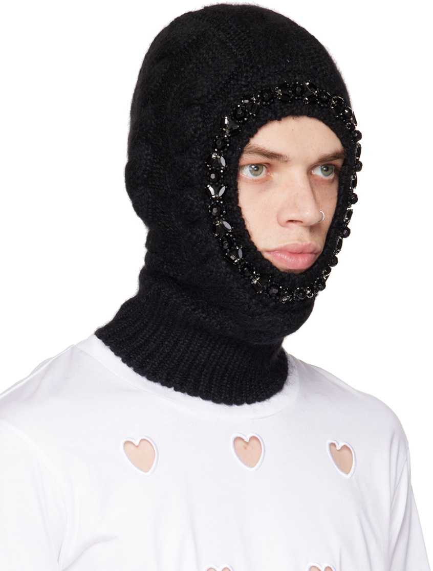 Simone Rocha SSENSE Exclusive Black Beaded Balaclava Simone Rocha