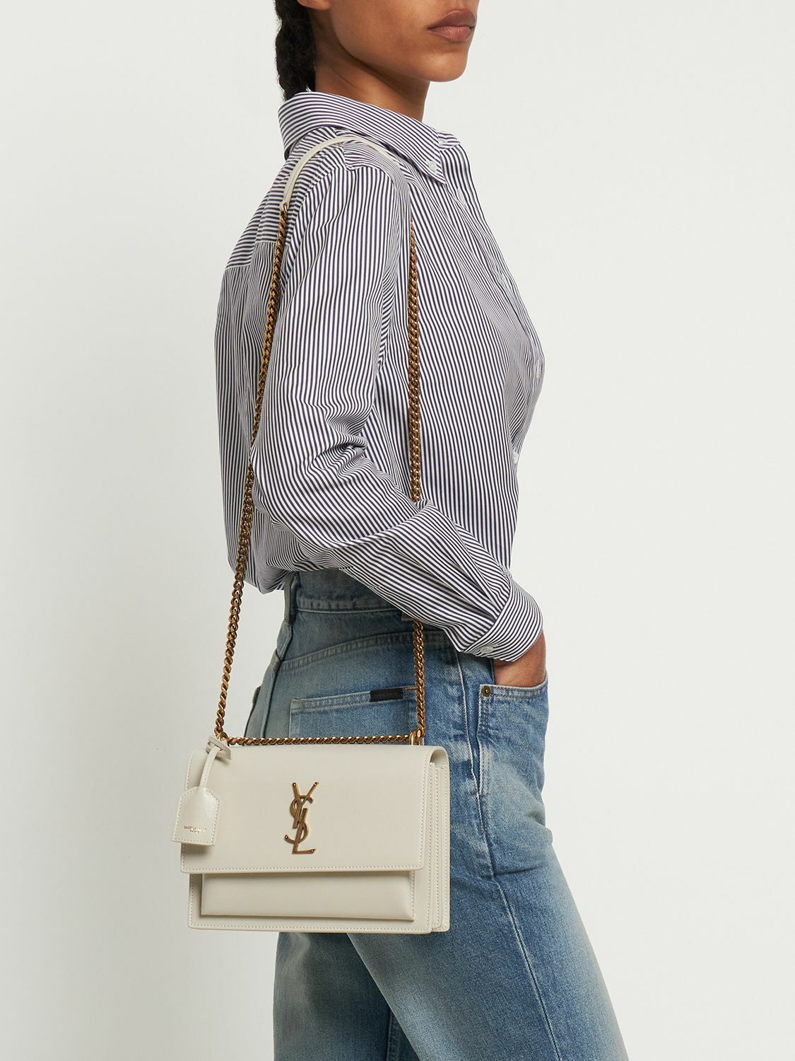 SAINT LAURENT - Medium Sunset Leather Shoulder Bag Saint Laurent