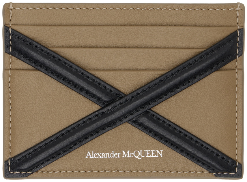 Alexander McQueen Beige 'The Harness' Card Holder Alexander McQueen