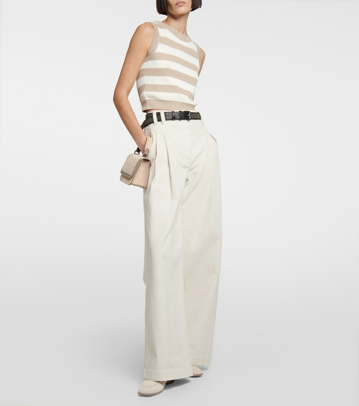 Brunello Cucinelli Pleated wide-leg cotton poplin pants Brunello Cucinelli