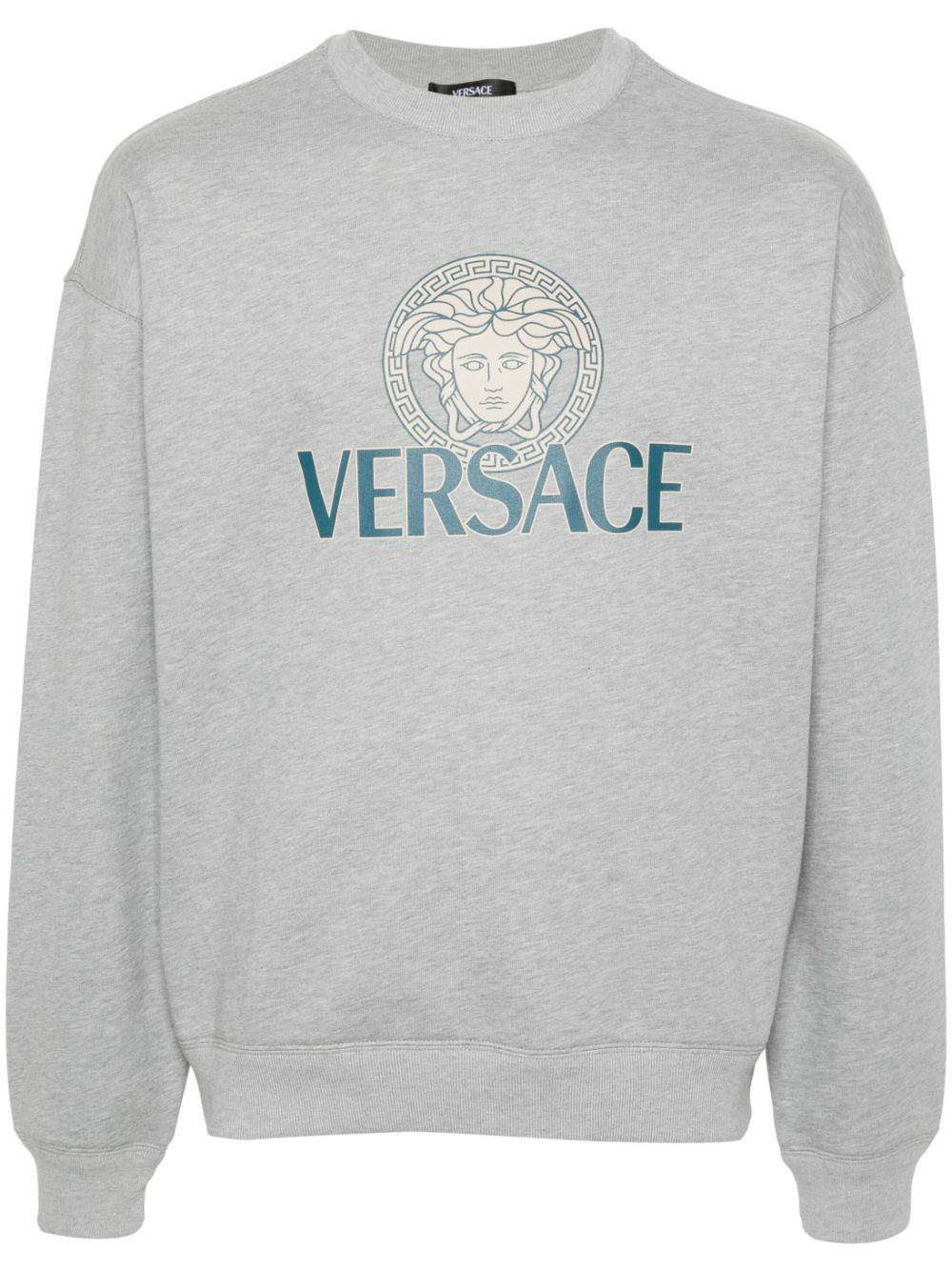 Versace Grey Logo Print Cotton Sweatshirt Versace
