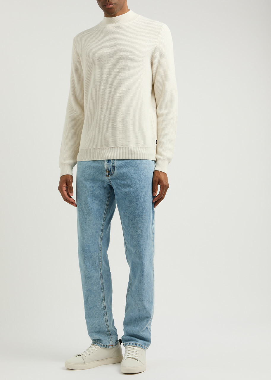Boss Textured Wool-blend Jumper Beige BOSS