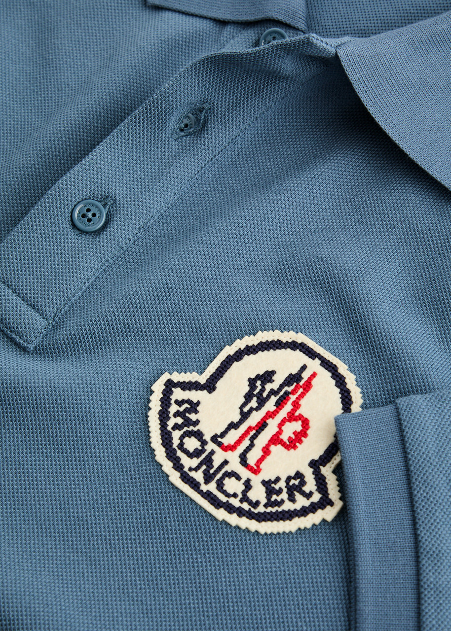 Moncler Logo-appliquéd Cotton Polo Shirt Blue Moncler