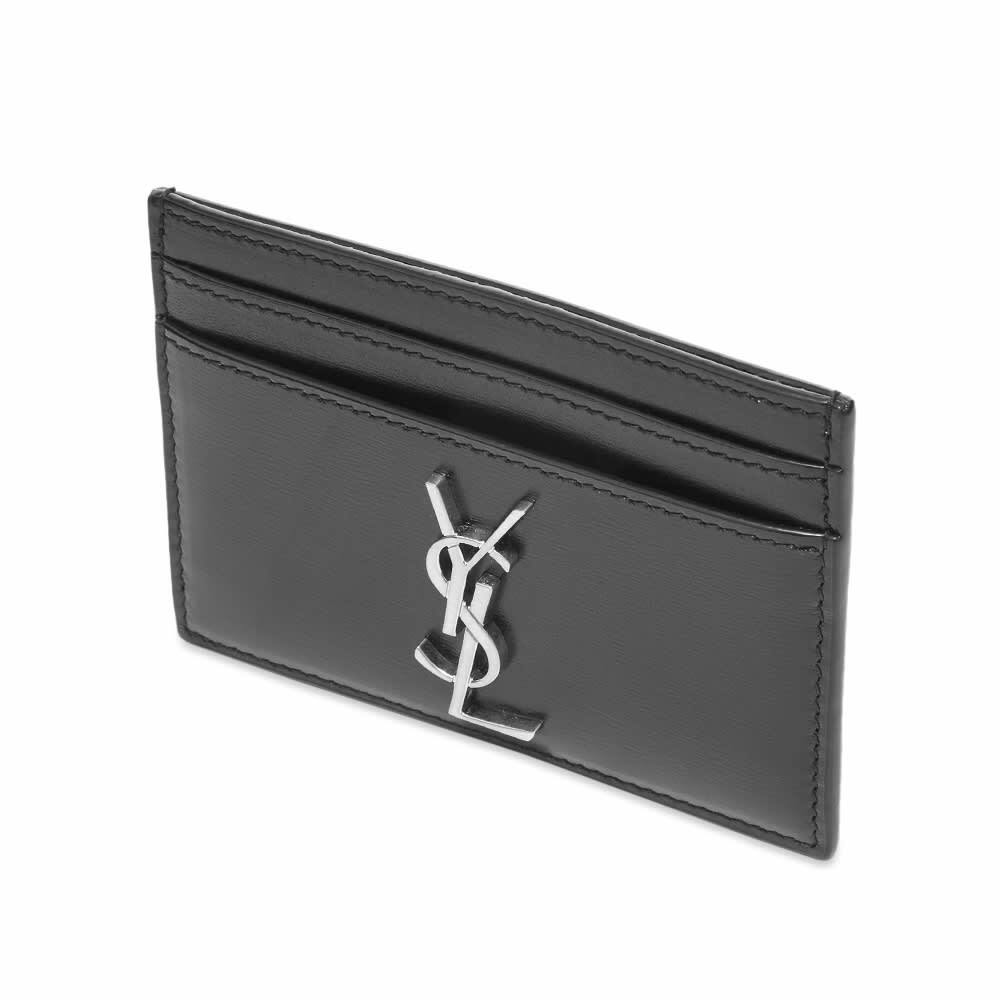 Saint Laurent Men's YSL Metal Logo Cardholder in Black Saint Laurent