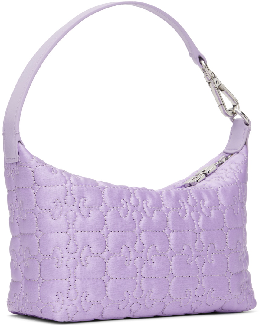 GANNI Purple Small Butterfly Pouch Satin Bag GANNI