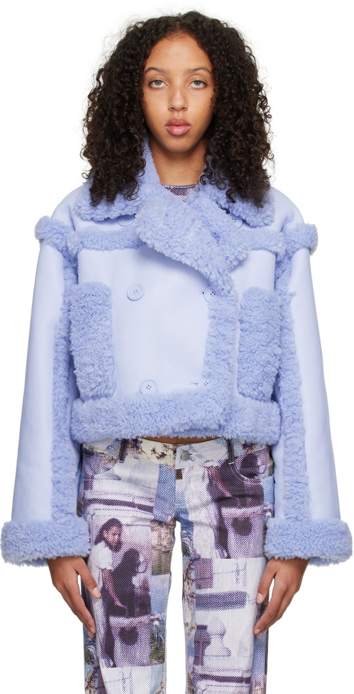 Stand Studio SSENSE Exclusive Blue Kristy Faux-Shearling Jacket Stand ...