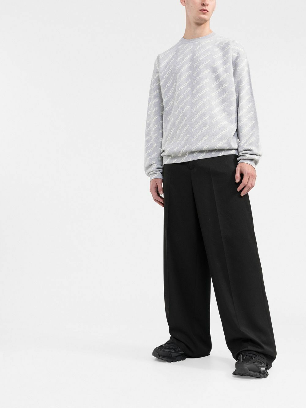 BALENCIAGA - Crew Neck Sweater With Logo Balenciaga