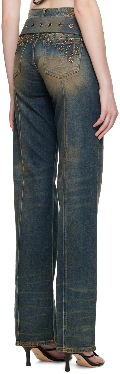Blumarine Blue & Beige Boyfriend Jeans Blumarine