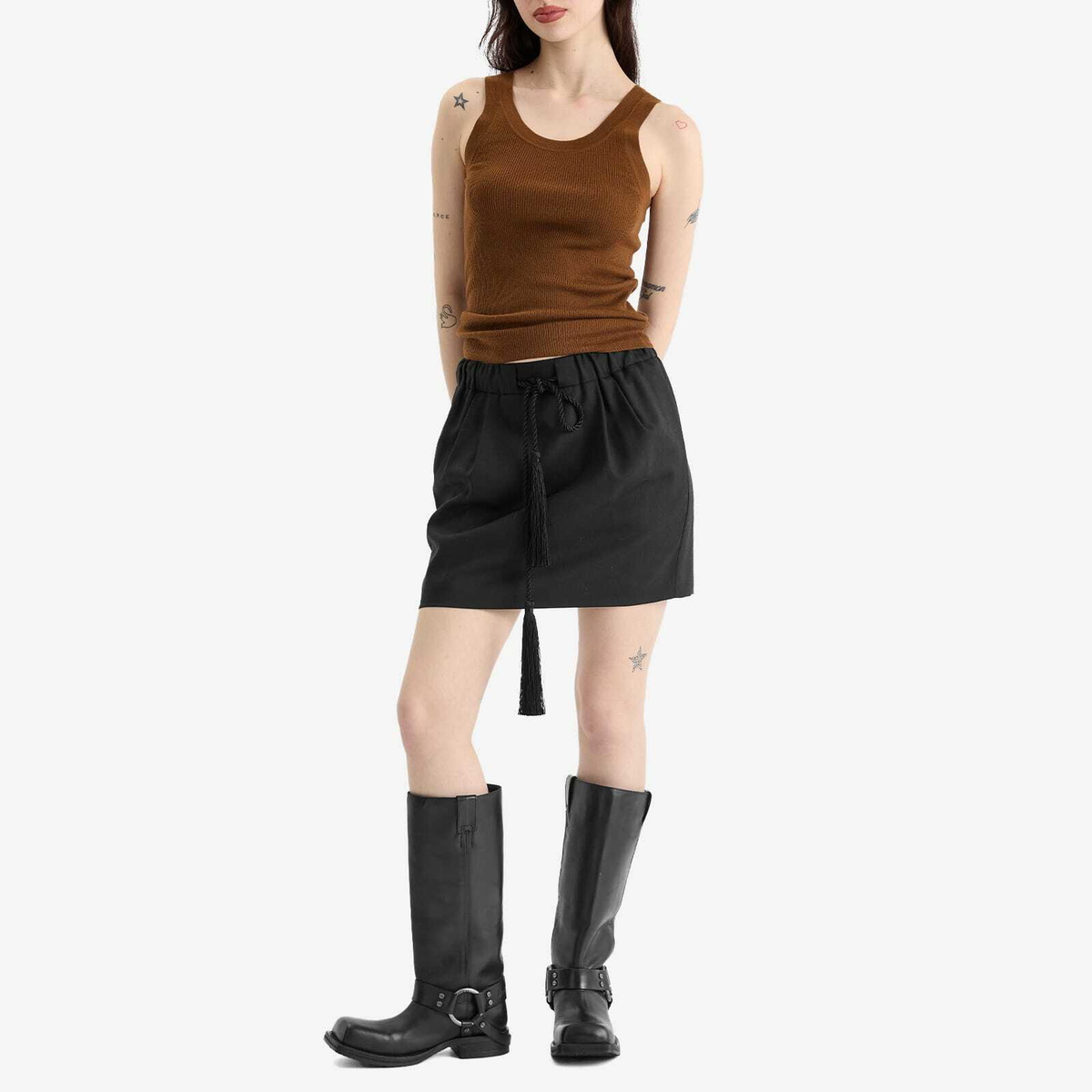 Max Mara Women's Tabarin Mini Skirt with Belt in Black Max Mara