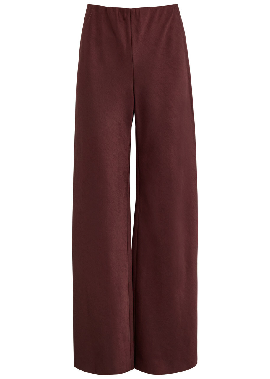 Vince Wide-leg Satin Trousers Dark Red Vince