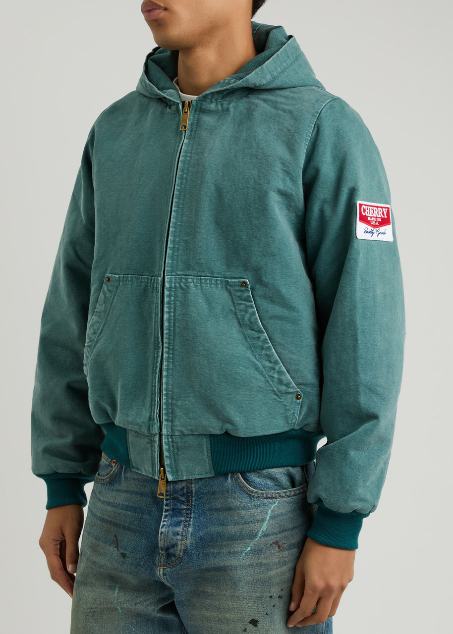 Cherry Los Angeles Hooded Cotton-canvas Bomber Jacket Green CHERRY LA