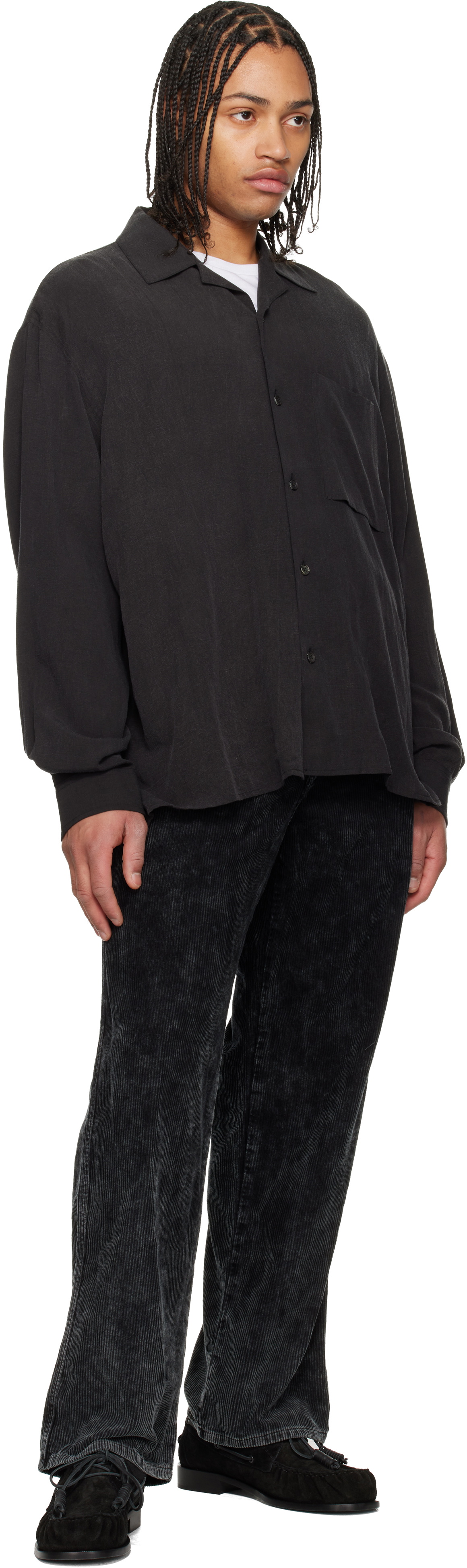 Solid Homme Black Washed Corduroy Trousers Solid Homme