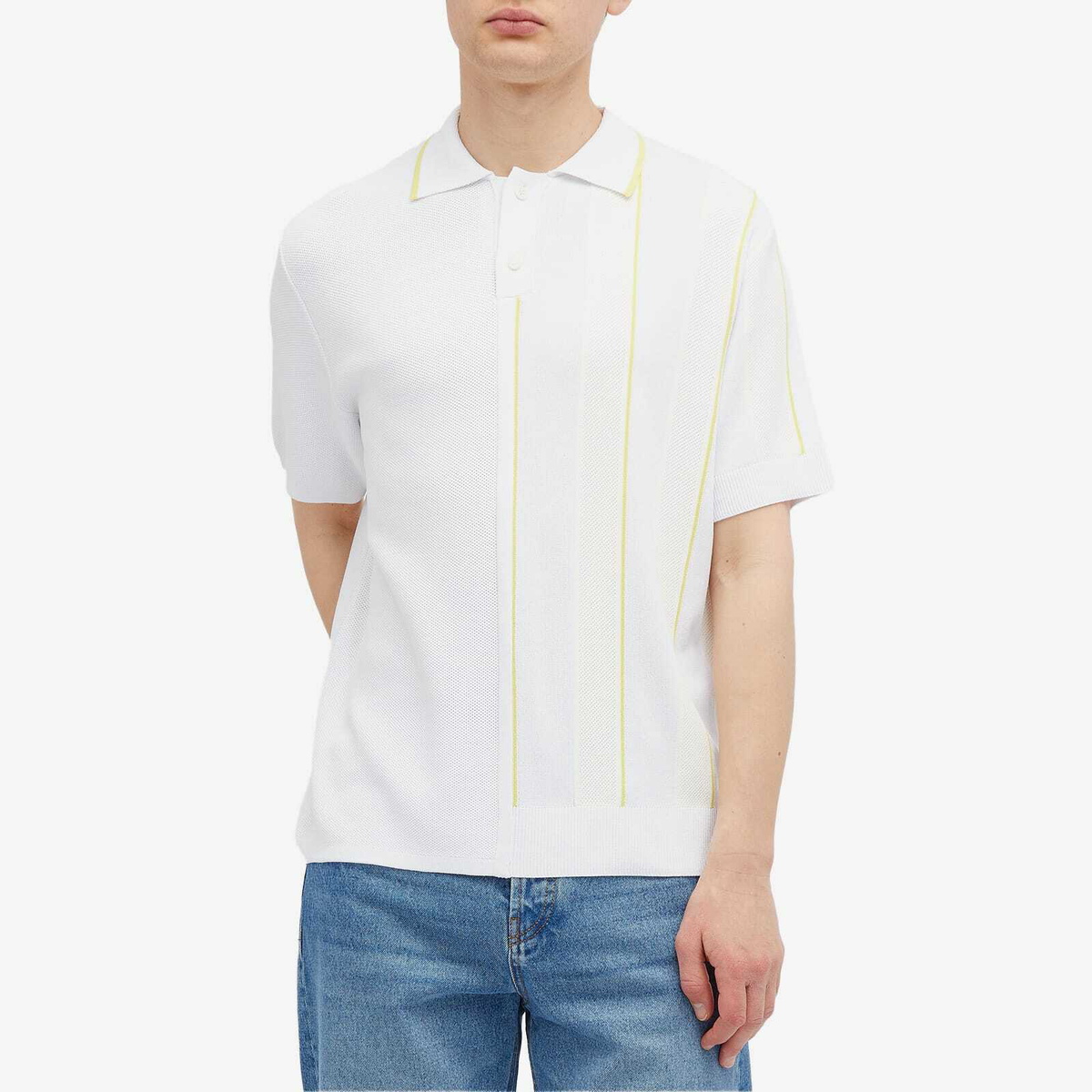Jacquemus Men's Juego Knitted Polo Shirt in White Jacquemus