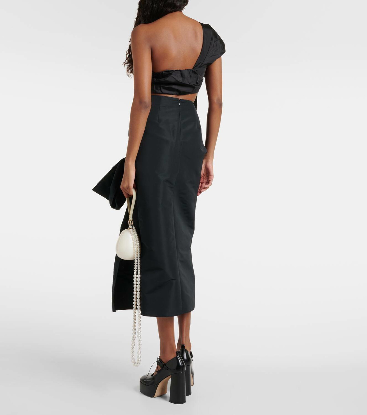 Simone Rocha Floral-appliqué draped crop top Simone Rocha
