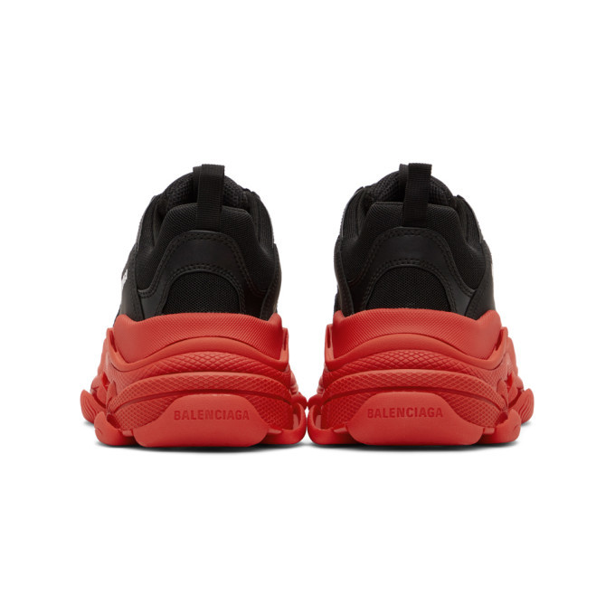 Balenciaga Black and Red Triple S Sneakers Balenciaga