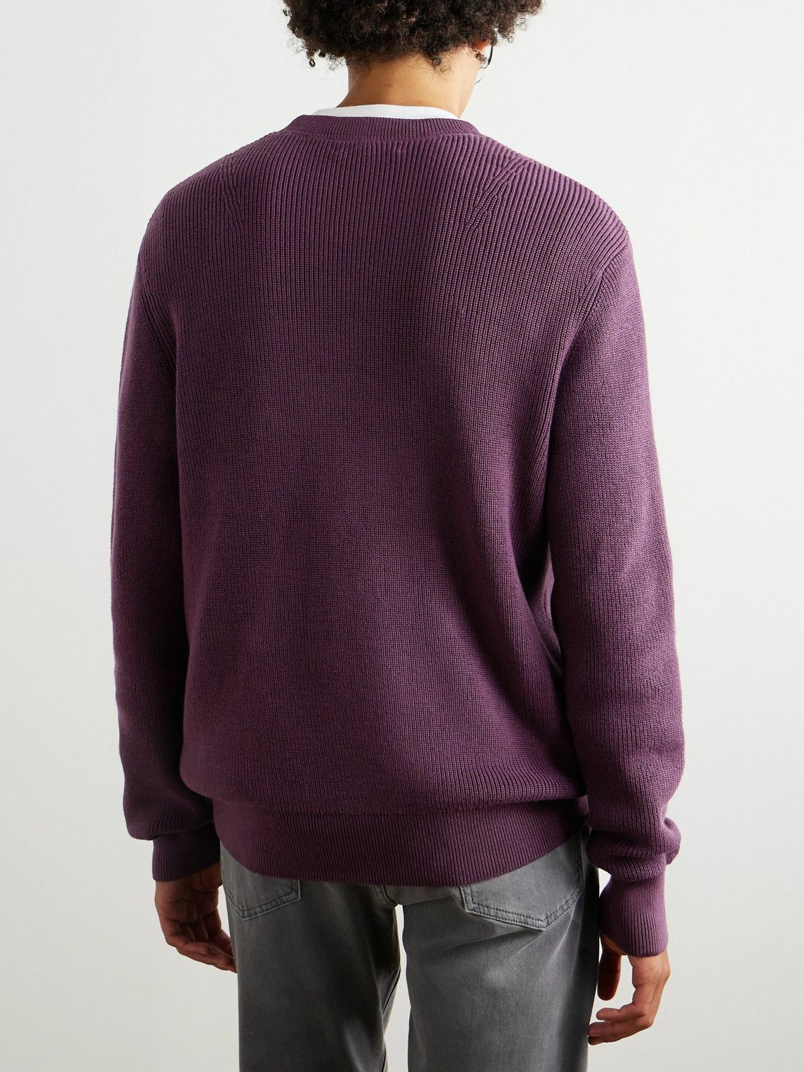 Rag & Bone - Dexter Ribbed Organic Cotton-Blend Sweater - Purple Rag ...