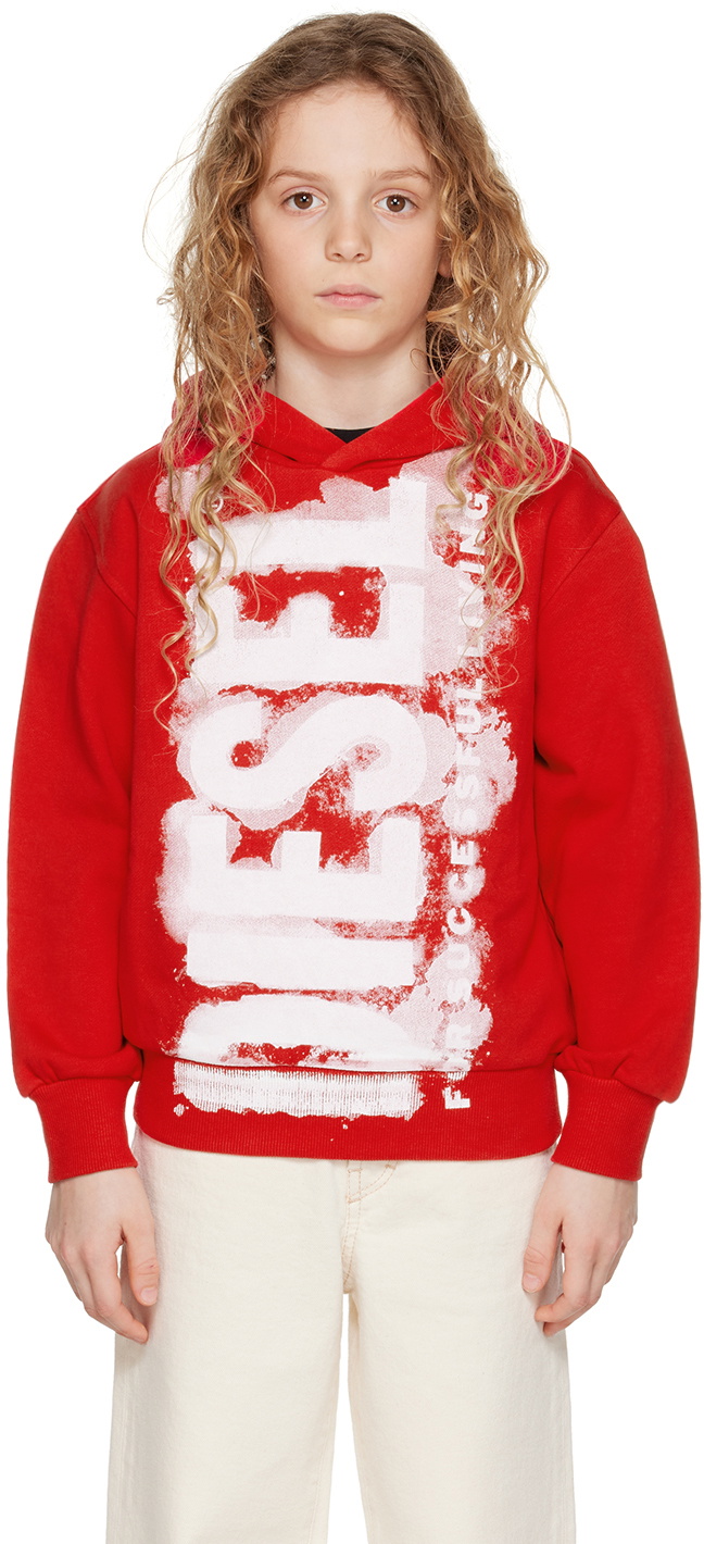 Diesel Kids Red Shoodginne5 Over Hoodie Diesel