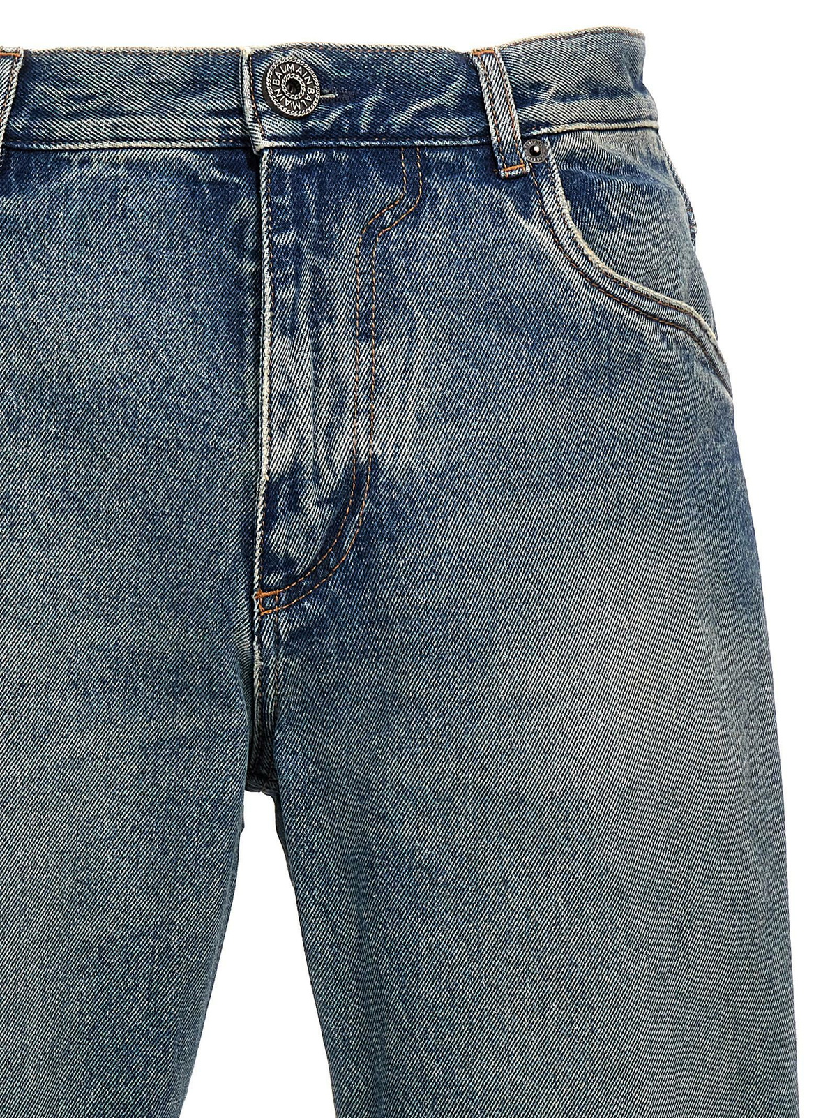 Balmain Logo Embroidery Denim Jeans Balmain